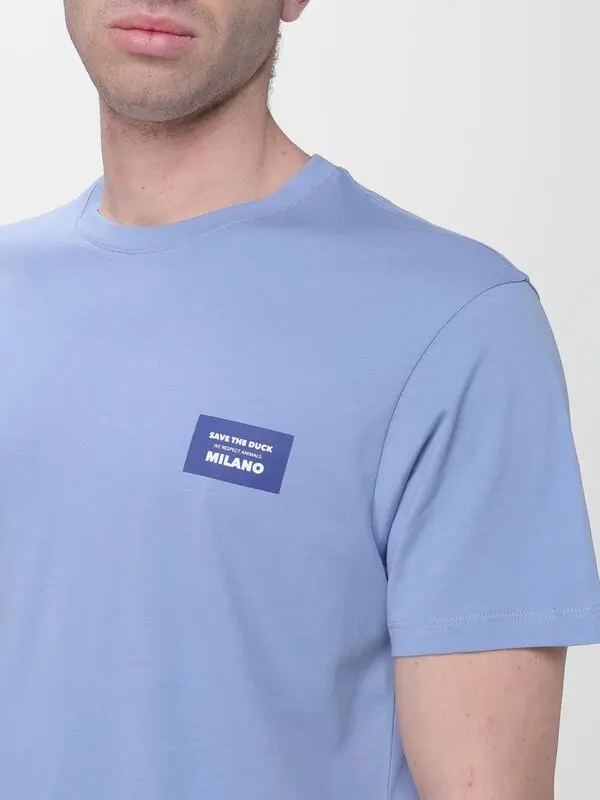 SAVE THE DUCK Cotton T-shirt With Logo - Gnawed Blue