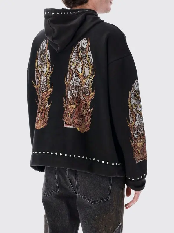 WHO DECIDES WAR Cotton Hoodie With Studded Accents And Graphic Print