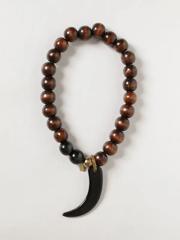 ALLUJEWELS Wood And Resin Choker Necklace With Charms And Magnetic Closure - Black