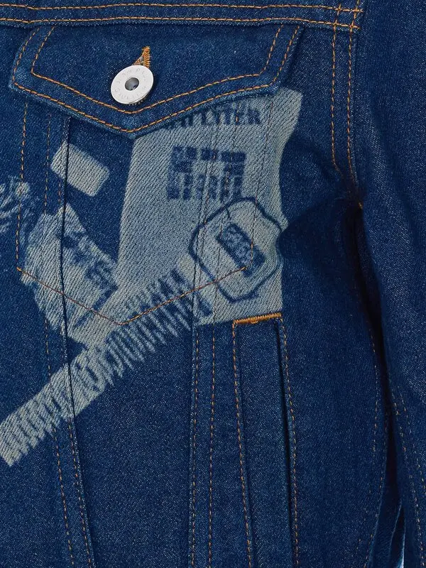 JEAN PAUL GAULTIER Cropped Abstract Print Denim Jacket