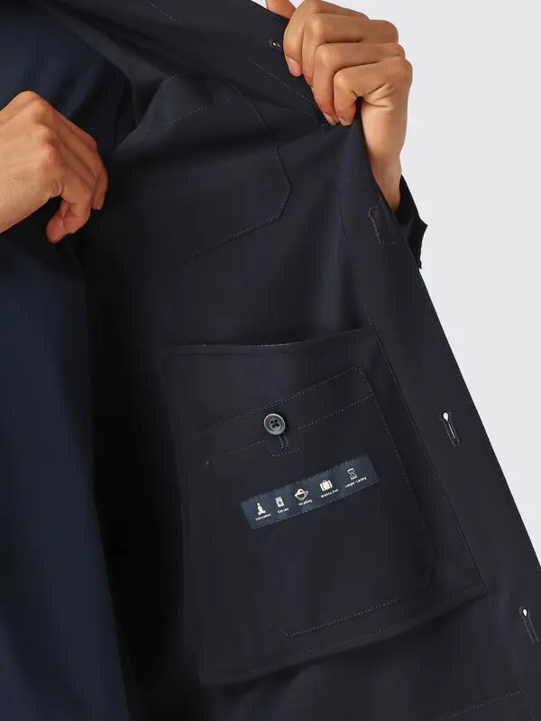 Herno Stretch Technical Fabric Shirt Jacket With Classic Collar