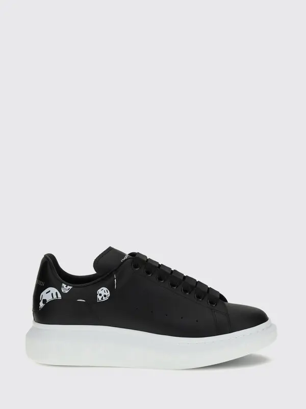 Alexander McQueen Oversize Sneakers In Leather With Bi Skull Print - Black