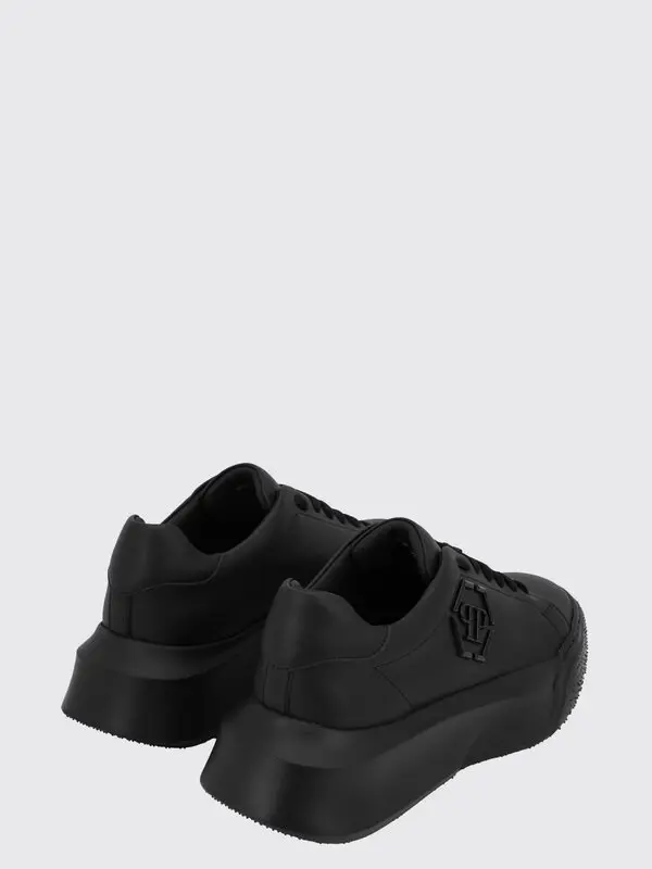 Philipp Plein Low-top Leather Sneakers With Hexagon Logo And Platform Sole - Black 1