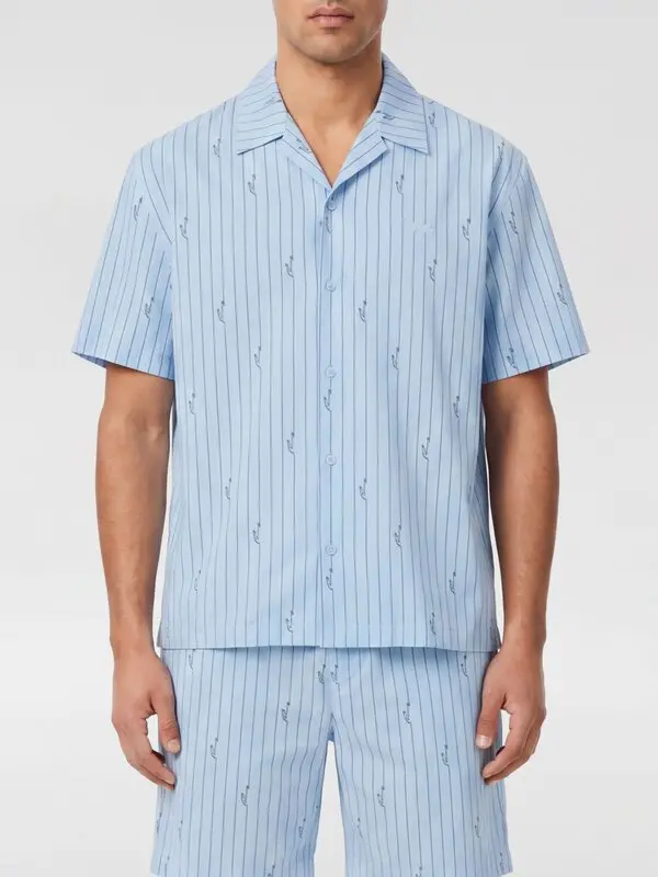 Lacoste Striped Cotton Casual Shirt - Gnawed Blue