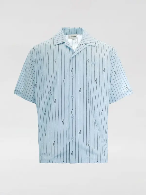 Lacoste Striped Cotton Casual Shirt - Gnawed Blue