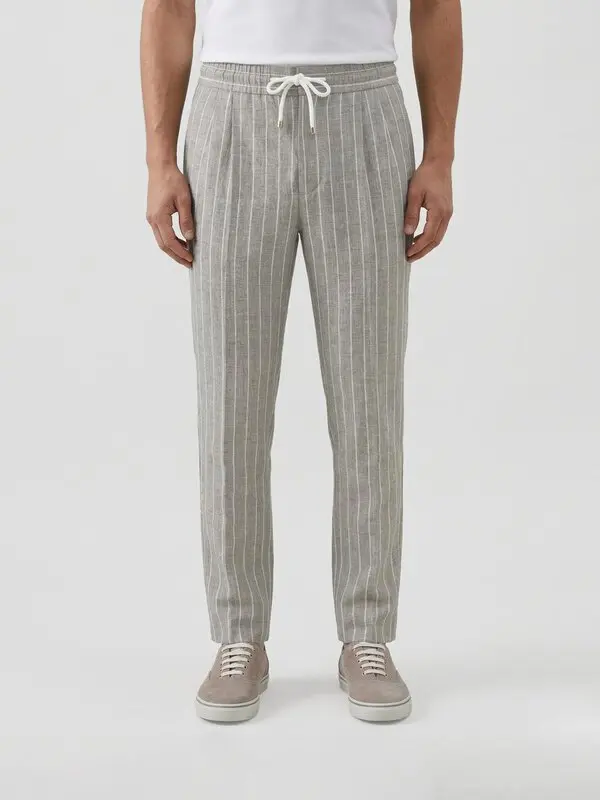 Brunello Cucinelli Linen Drawstring Trousers