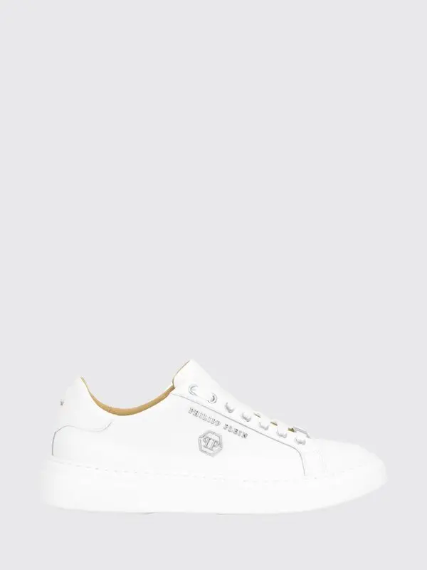 Philipp Plein Low-top Lace-up Smooth Leather Sneakers With Round Toe - White