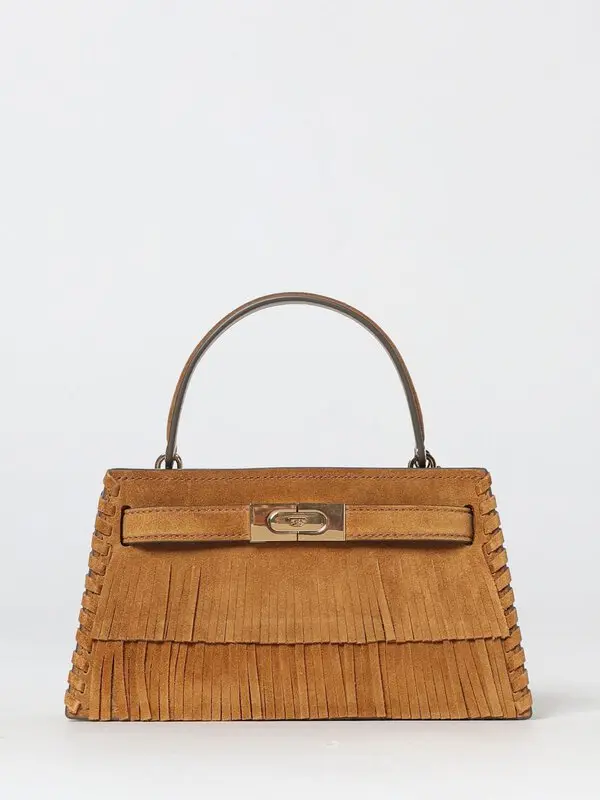 Tory Burch Suede Handbag With Fringe And Turn Lock Closure
