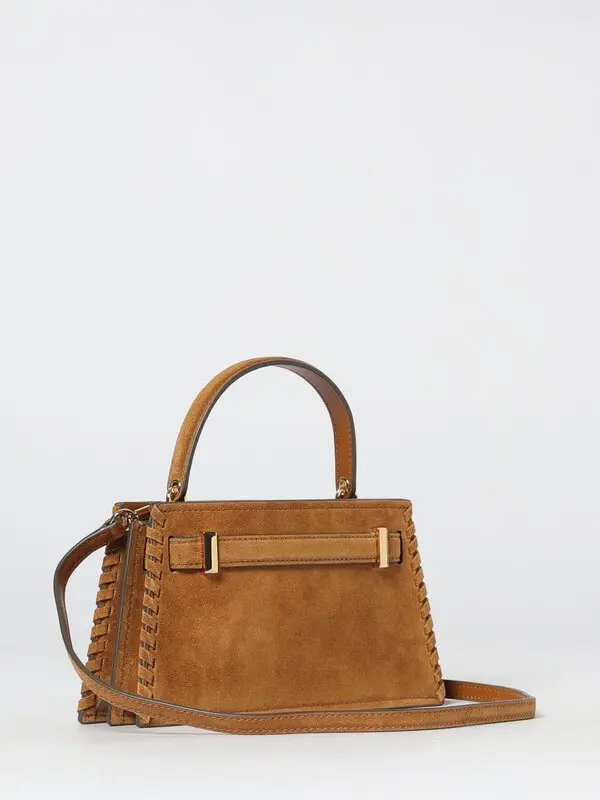 Tory Burch Suede Handbag With Fringe And Turn Lock Closure