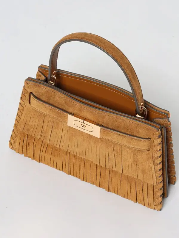 Tory Burch Suede Handbag With Fringe And Turn Lock Closure