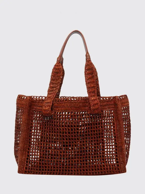 Chloé Summer Banana Perforated Raffia Bag - Brown