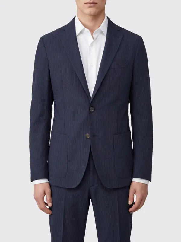 Eleventy Single-breasted Check Blazer With Peak Lapels And Patch Pockets