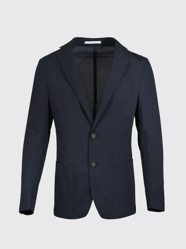 Eleventy Single-breasted Check Blazer With Peak Lapels And Patch Pockets