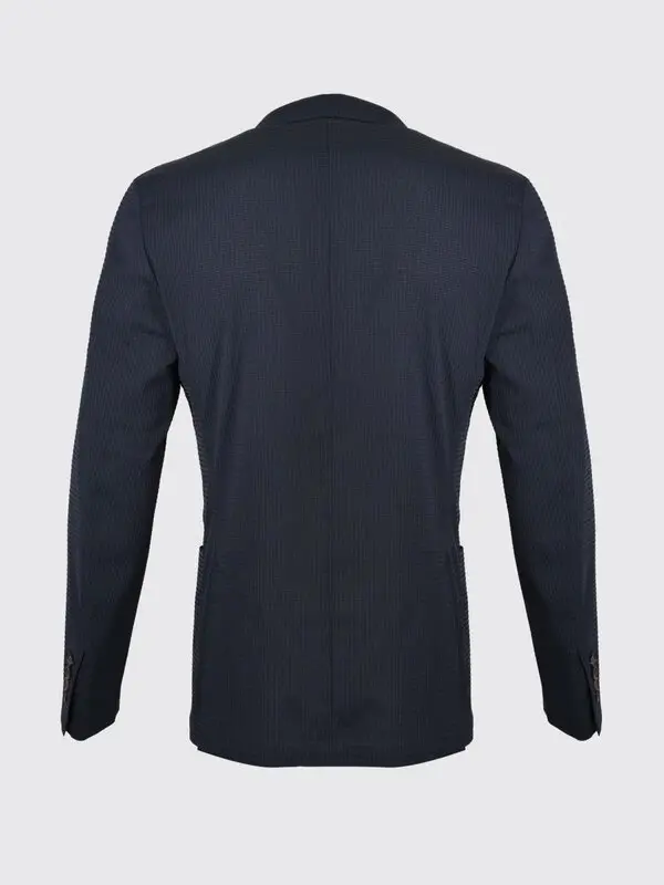Eleventy Single-breasted Check Blazer With Peak Lapels And Patch Pockets