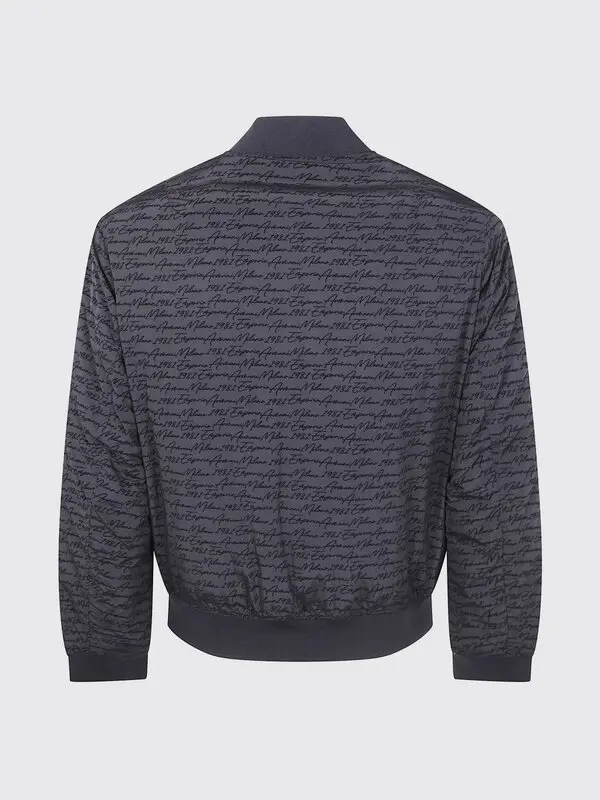 Emporio Armani Bomber Jacket With All-over Logo Print - Blue