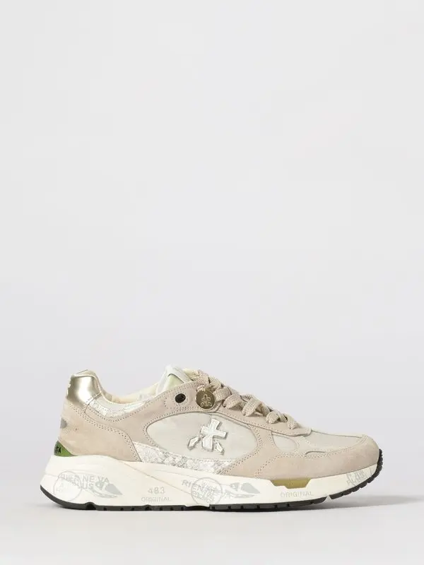Premiata Mased Suede And Nylon Lace-up Sneakers - Beige