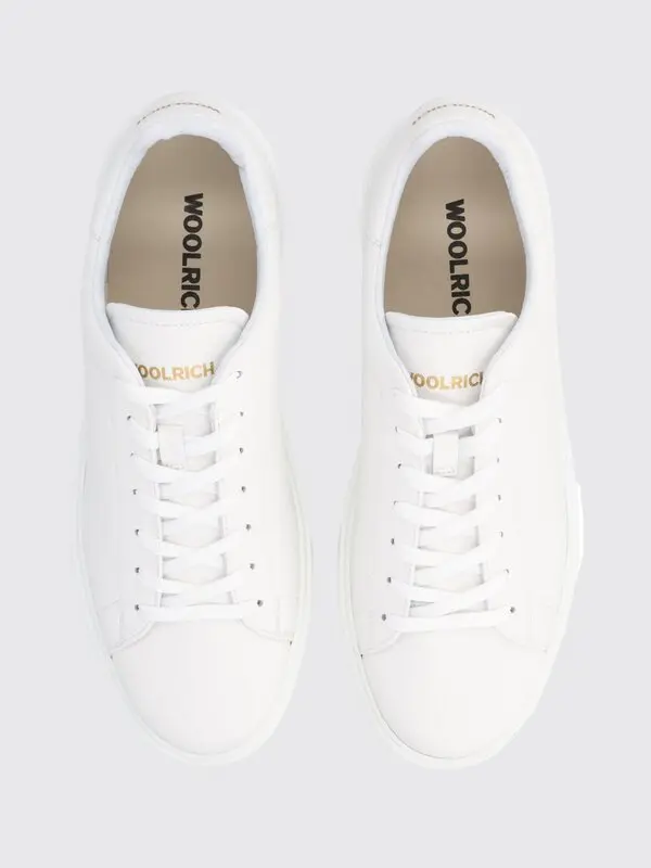 Woolrich Low-top Sneakers In Smooth Leather With Padded Ankle And Rear Logo