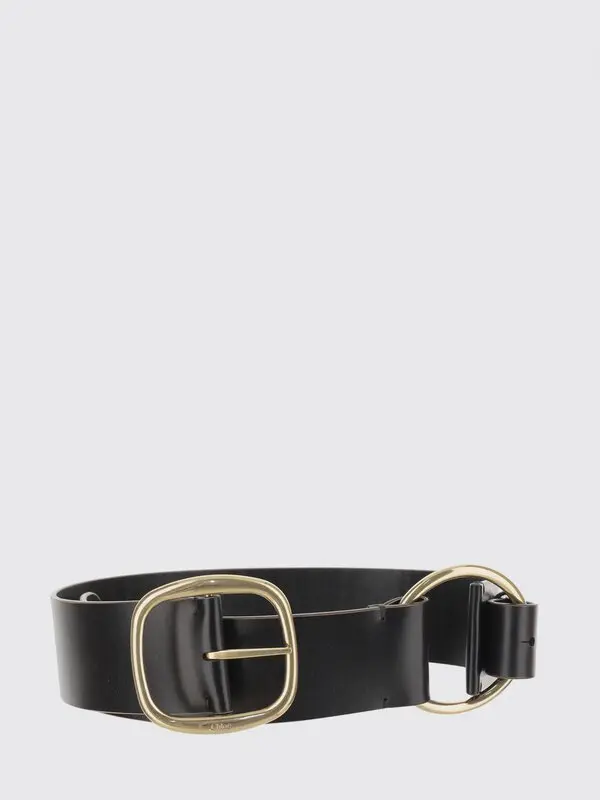 Chloé Leather Belt With Gold Tone Buckle