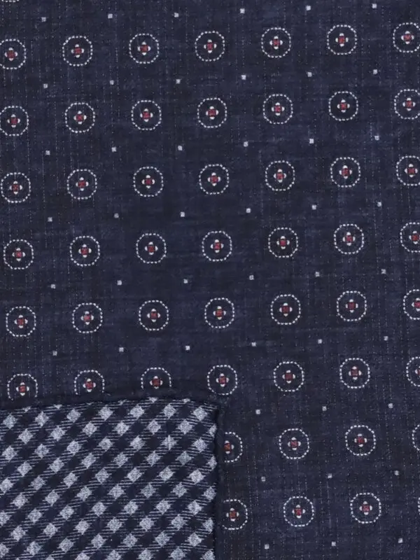 Brunello Cucinelli Geometric Pattern Silk Pochette - Navy