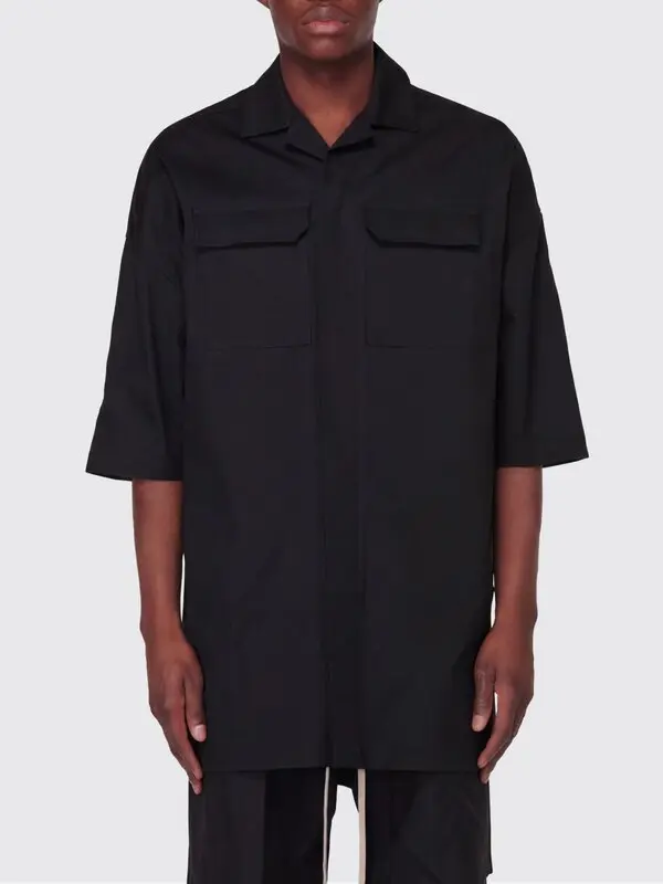 Rick Owens Casual Stretch Cotton Shirt - Black