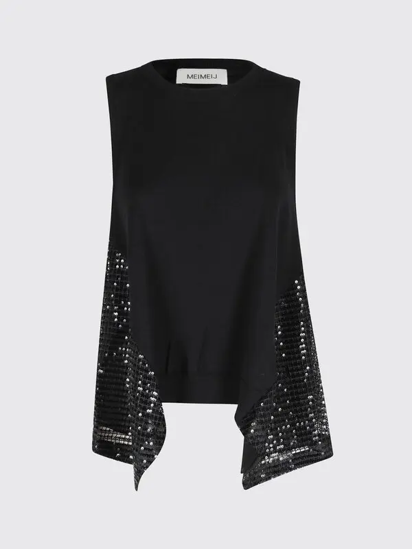 MEIMEIJ Sleeveless Cotton Top With Sequins