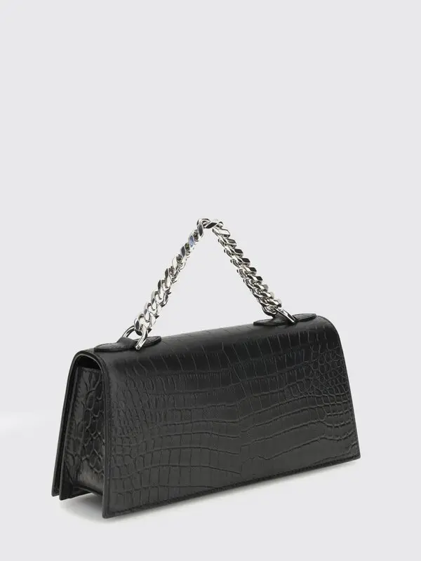 Alexander McQueen Jewelled Croc Print Leather Bag - Black