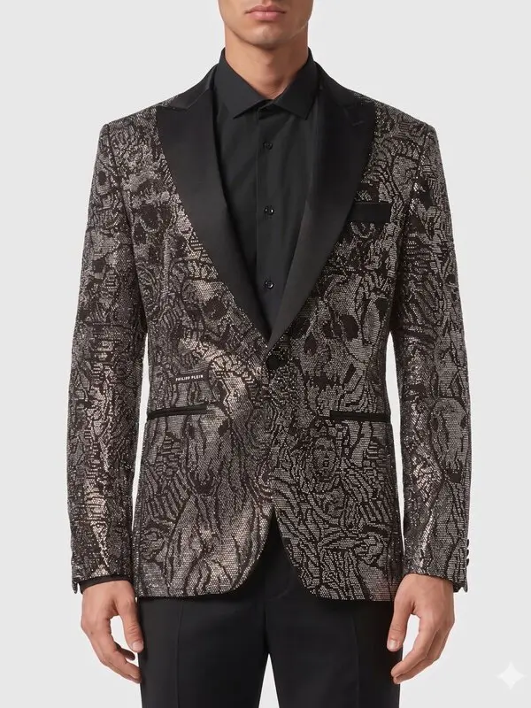Philipp Plein Single-breasted Blazer With All-over Rhinestones