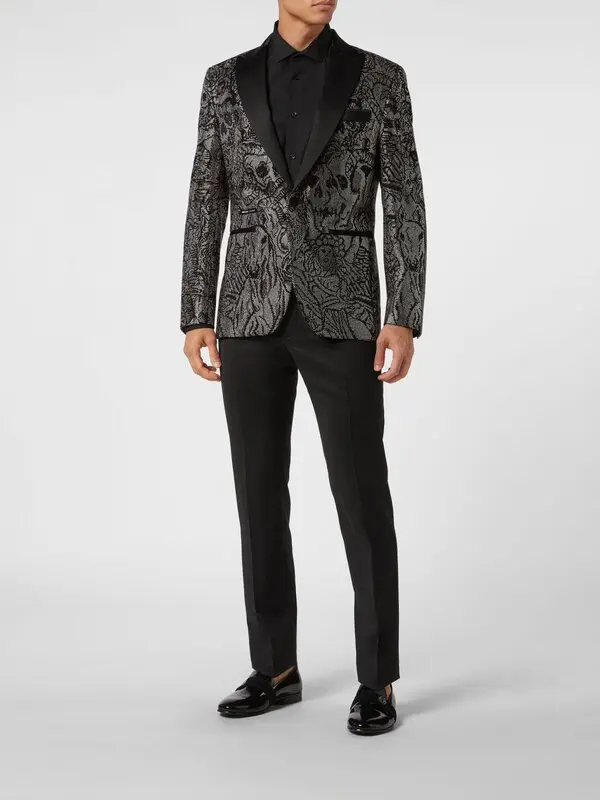Philipp Plein Single-breasted Blazer With All-over Rhinestones