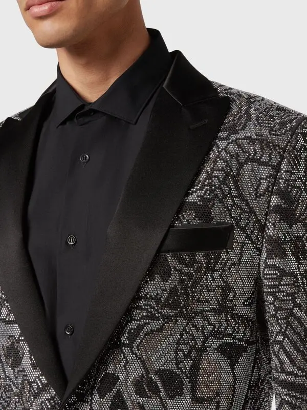 Philipp Plein Single-breasted Blazer With All-over Rhinestones