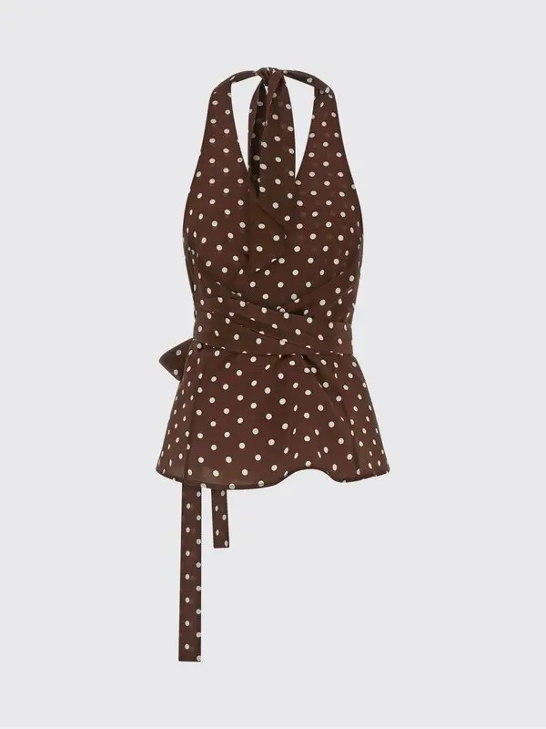PAROSH Polka Dot Halter Neck Wrap Top
