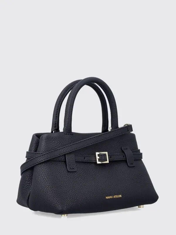 Manu Atelier Le Cambon 20 Mini Grained Calfskin Handbag - Black