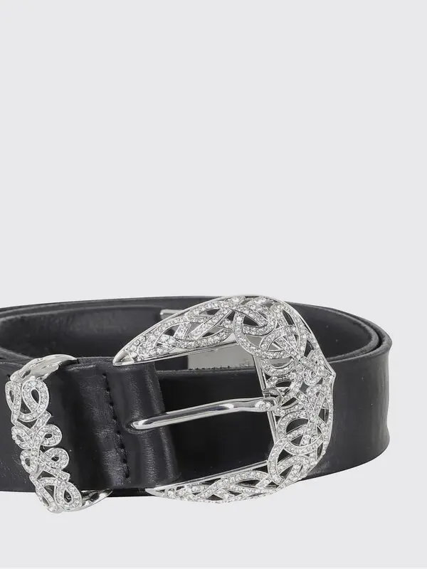 Orciani Leather Belt With Embellished Jewel Buckle