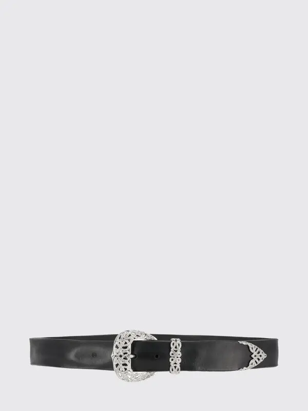 Orciani Leather Belt With Embellished Jewel Buckle - Black