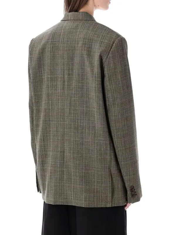 Soeur Single-breasted Check Wool-blend Blazer