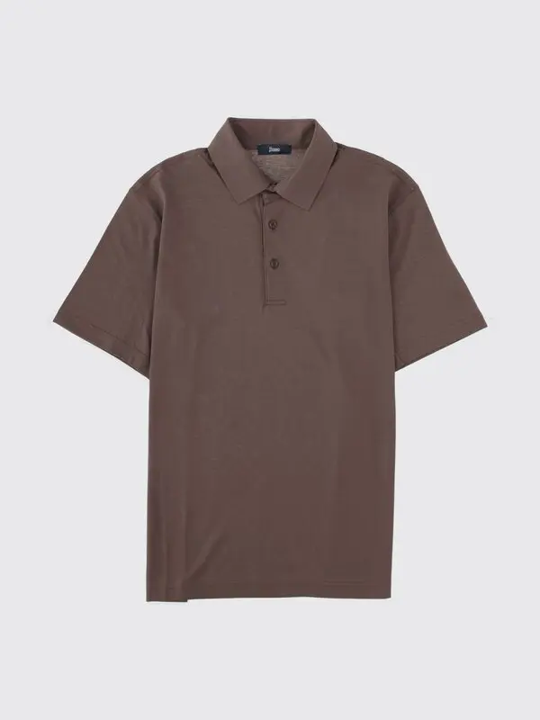 Herno Short-sleeve Cotton Polo Shirt With Three-button Placket - Dark