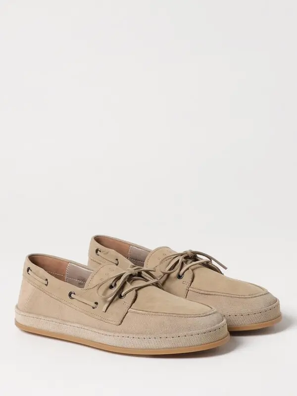 Hogan Leather And Suede Lace-up Boat Shoes - Beige