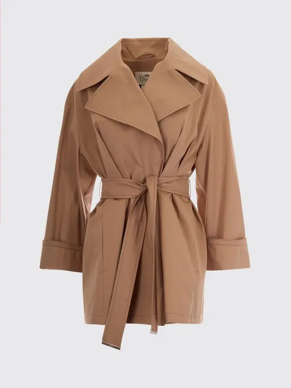 Herno Short Cotton Gabardine Trench Coat With Tie-waist Belt - Camel