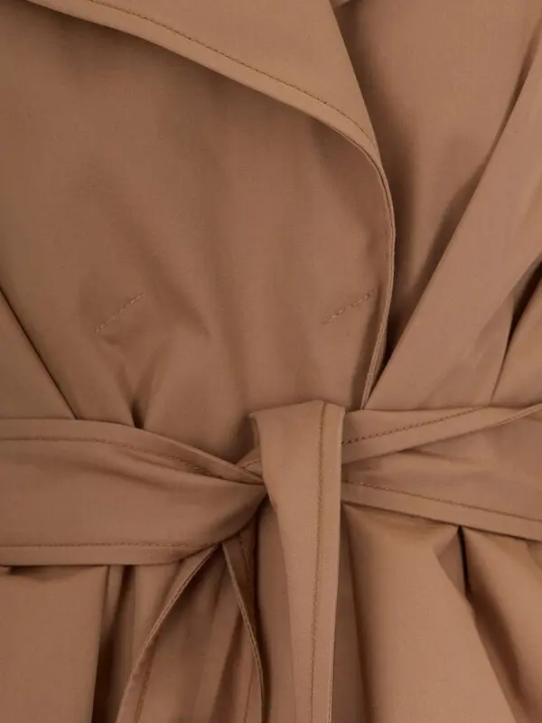 Herno Short Cotton Gabardine Trench Coat With Tie-waist Belt - Camel