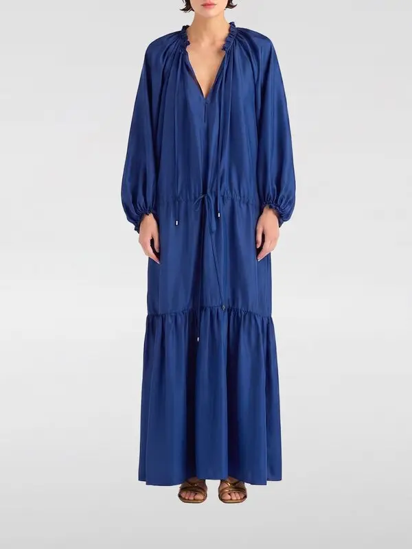 Momoni Long Silk Tunic With Balloon Sleeves And V-neck