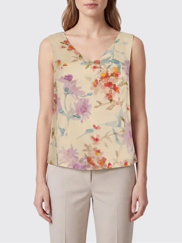 Herno Sleeveless Viscose V-neck Top