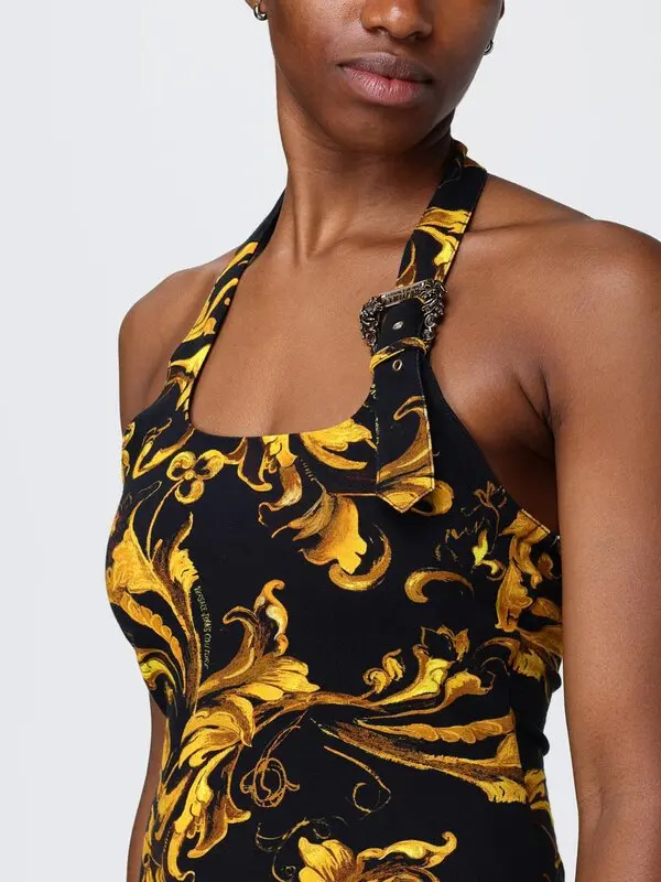 Versace Printed Long Sleeve Midi Dress - Black