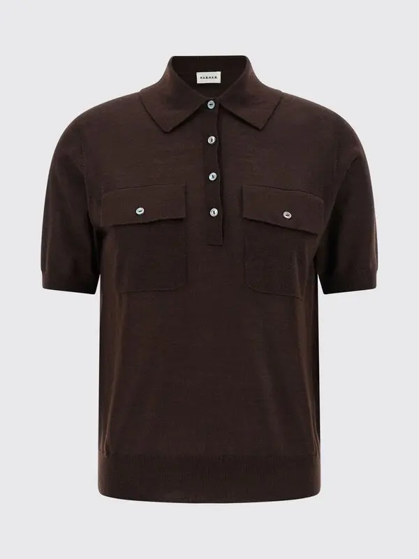 PAROSH P.a.r.o.s.h. Slim Fit Knit Polo In Wool, Silk And Cashmere - Brown