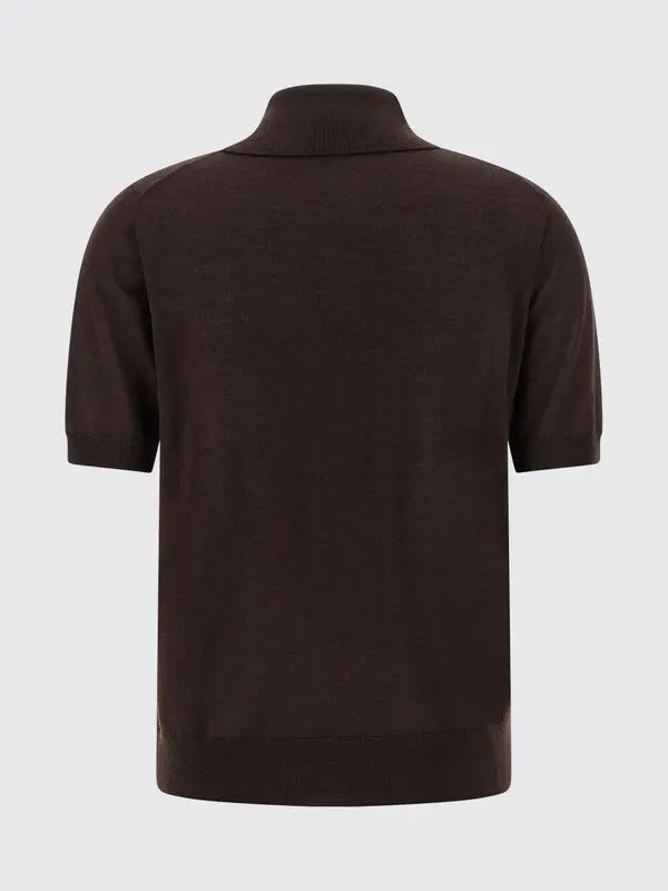 PAROSH P.a.r.o.s.h. Slim Fit Knit Polo In Wool, Silk And Cashmere - Brown
