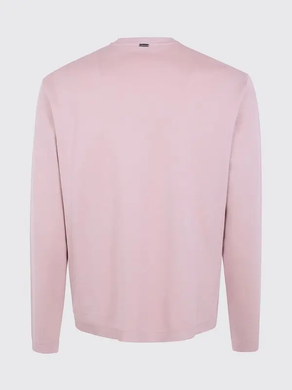 Herno Long-sleeve Crewneck T-shirt In Cotton - Pink