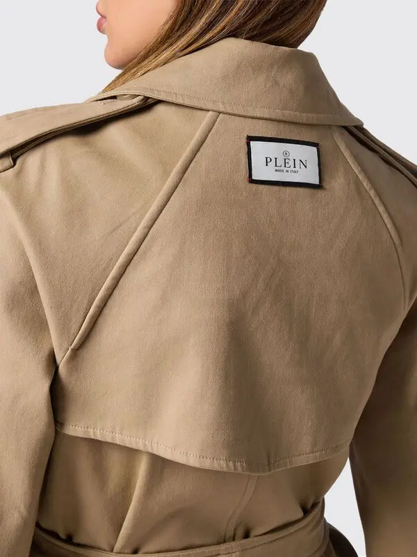 Philipp Plein Double Breasted Cotton Trench Coat