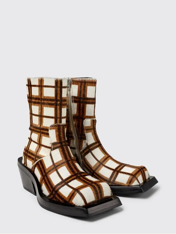 Camper Checked Ankle Boots