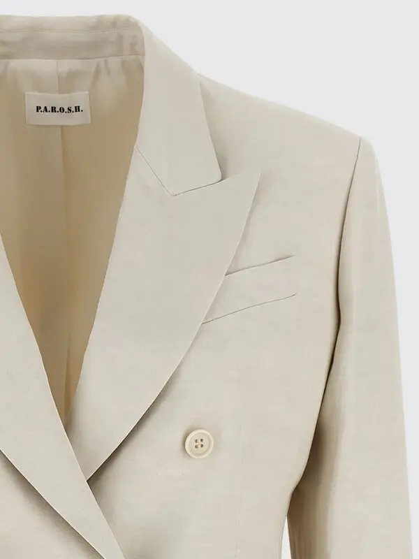 PAROSH Double Breasted Blazer - Beige