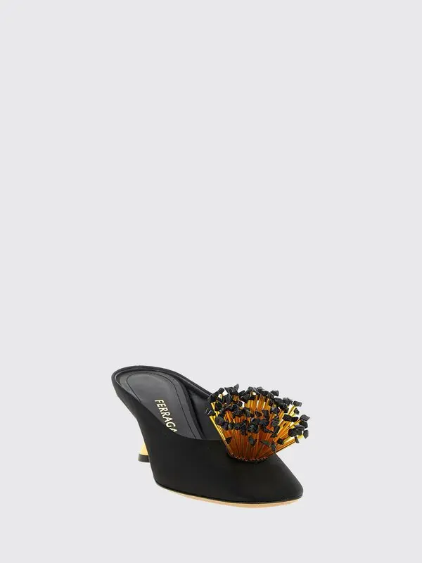 FERRAGAMO Satin Mules With Application