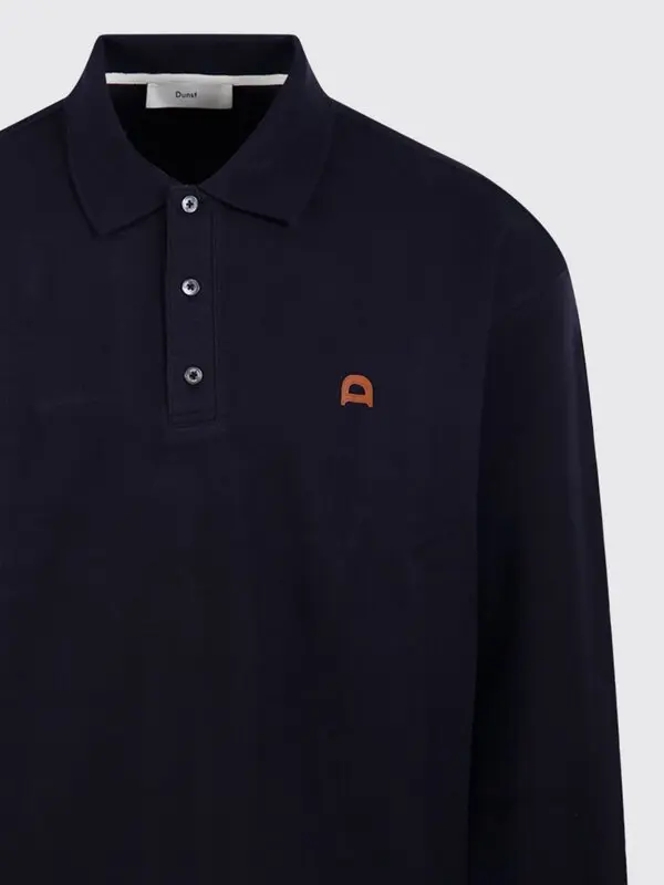 DUNST Long-sleeved Cotton-blend Polo With Embroidered Logo