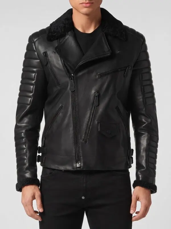 Philipp Plein Lambskin Biker Jacket